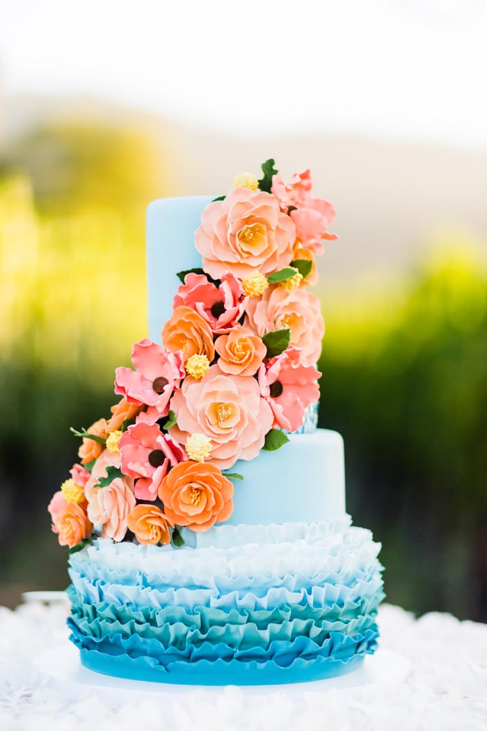 Orange And Blue Wedding Cakes